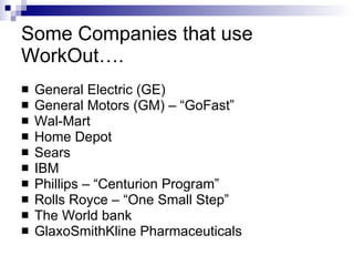 Implementing a Work Out Program Using The General Electric Approach ...