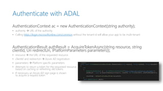 Implementation of azure active directory authentication with cross platform development | PPT