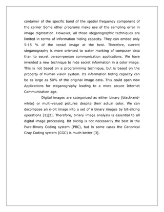 Implementation of bpcs steganography (synopsis) | DOC | Internet | Computing