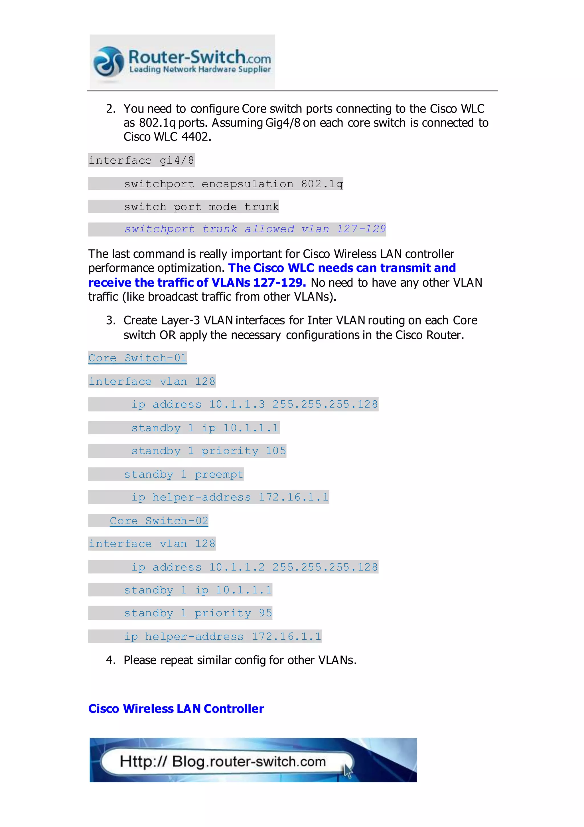 Implementation of cisco wireless lan controller (multiple wla ns) | DOCX