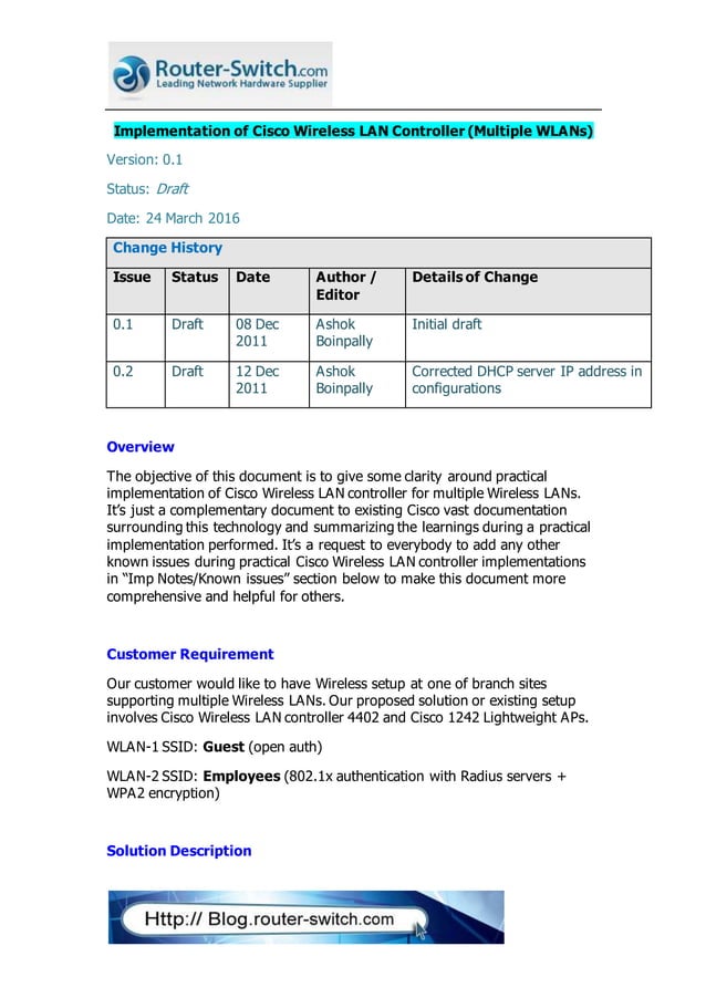 Implementation of cisco wireless lan controller (multiple wla ns ...