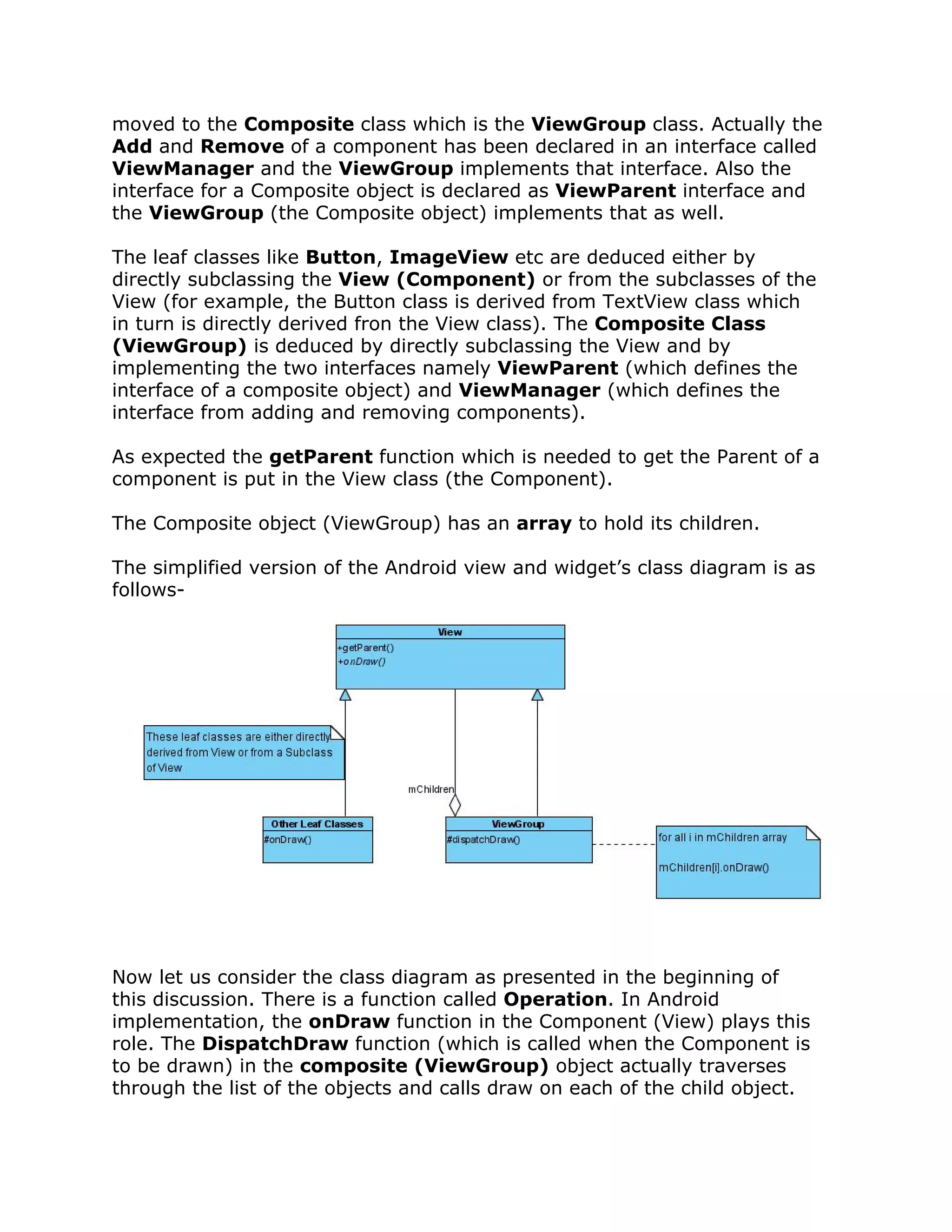 Implementation of composite design pattern in android view and widgets ...