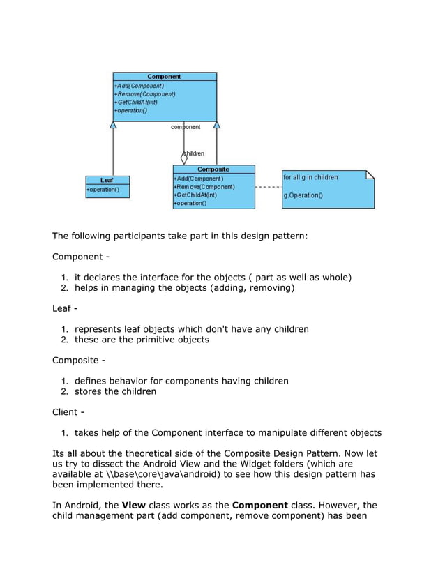 Implementation of composite design pattern in android view and widgets | PDF