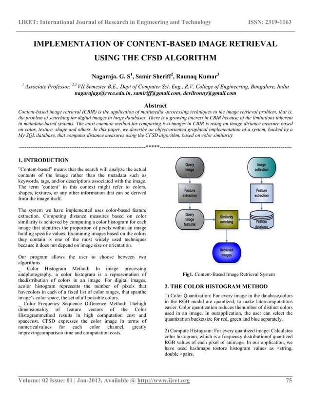 Implementation of content based image retrieval using the cfsd algorithm | PDF