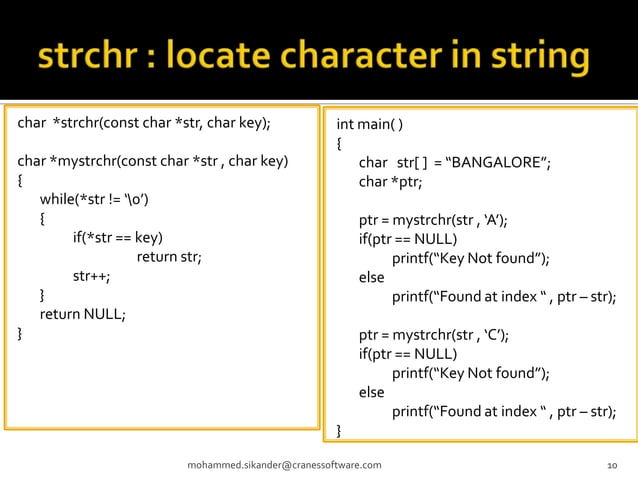 Implementation of c string functions | PPT