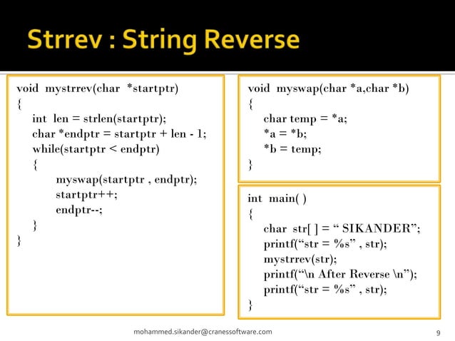 Implementation of c string functions | PPT