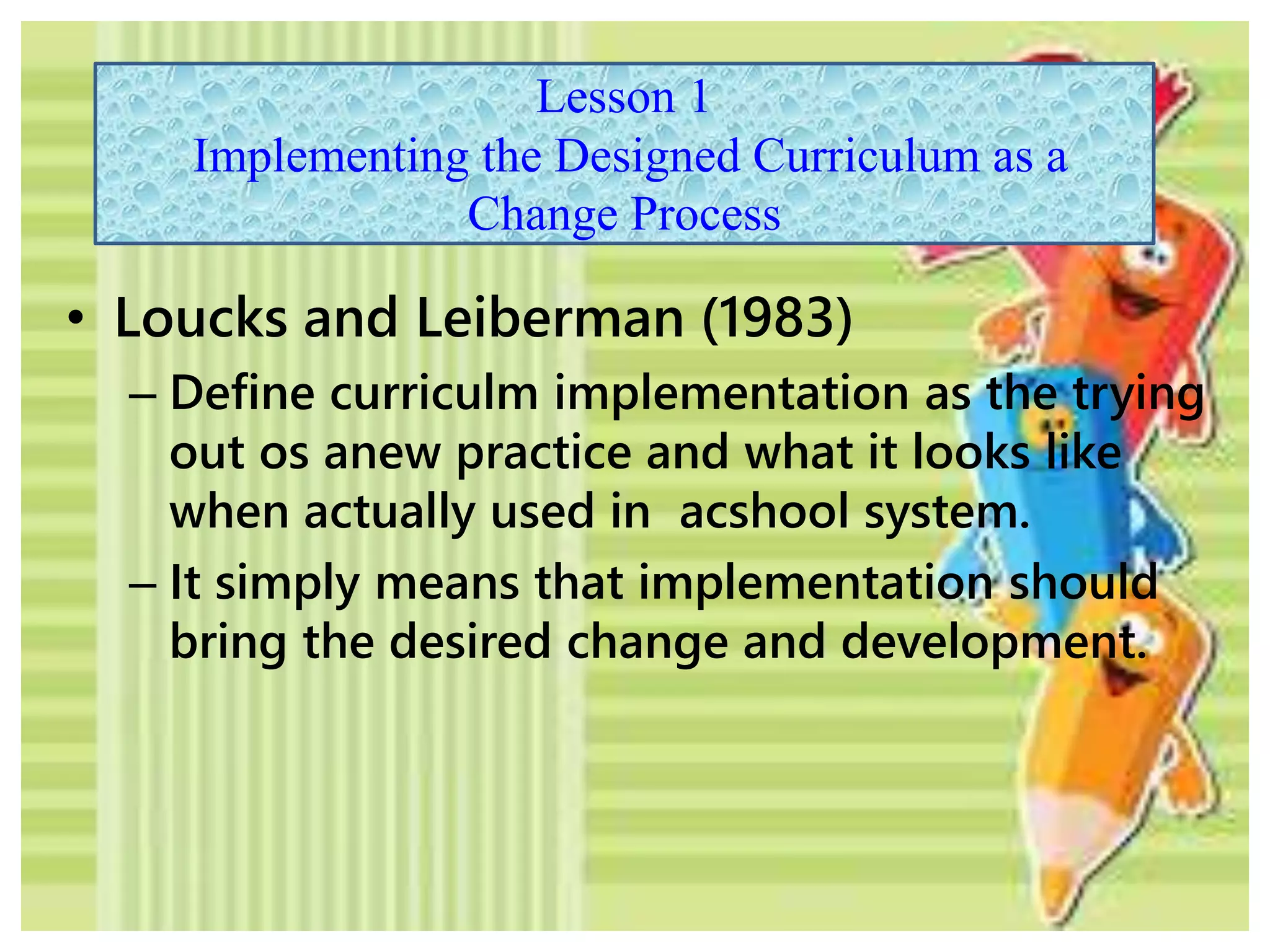 Implementation of curriculum | PPTX