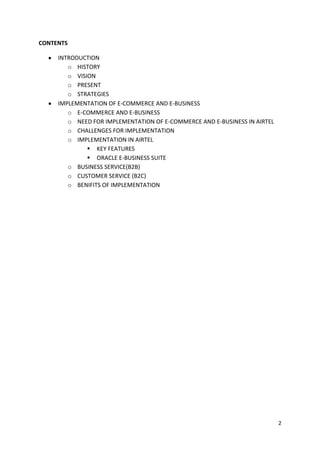 Implementation of e commerce in airtel | DOCX