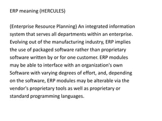 Implementation of erp(enterprise resource planning) in one .. | PPT