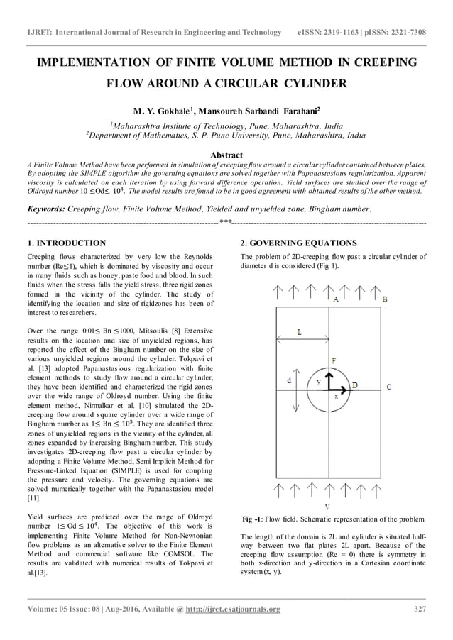 Implementation of finite volume method in creeping flow around a circular cylinder | DOCX
