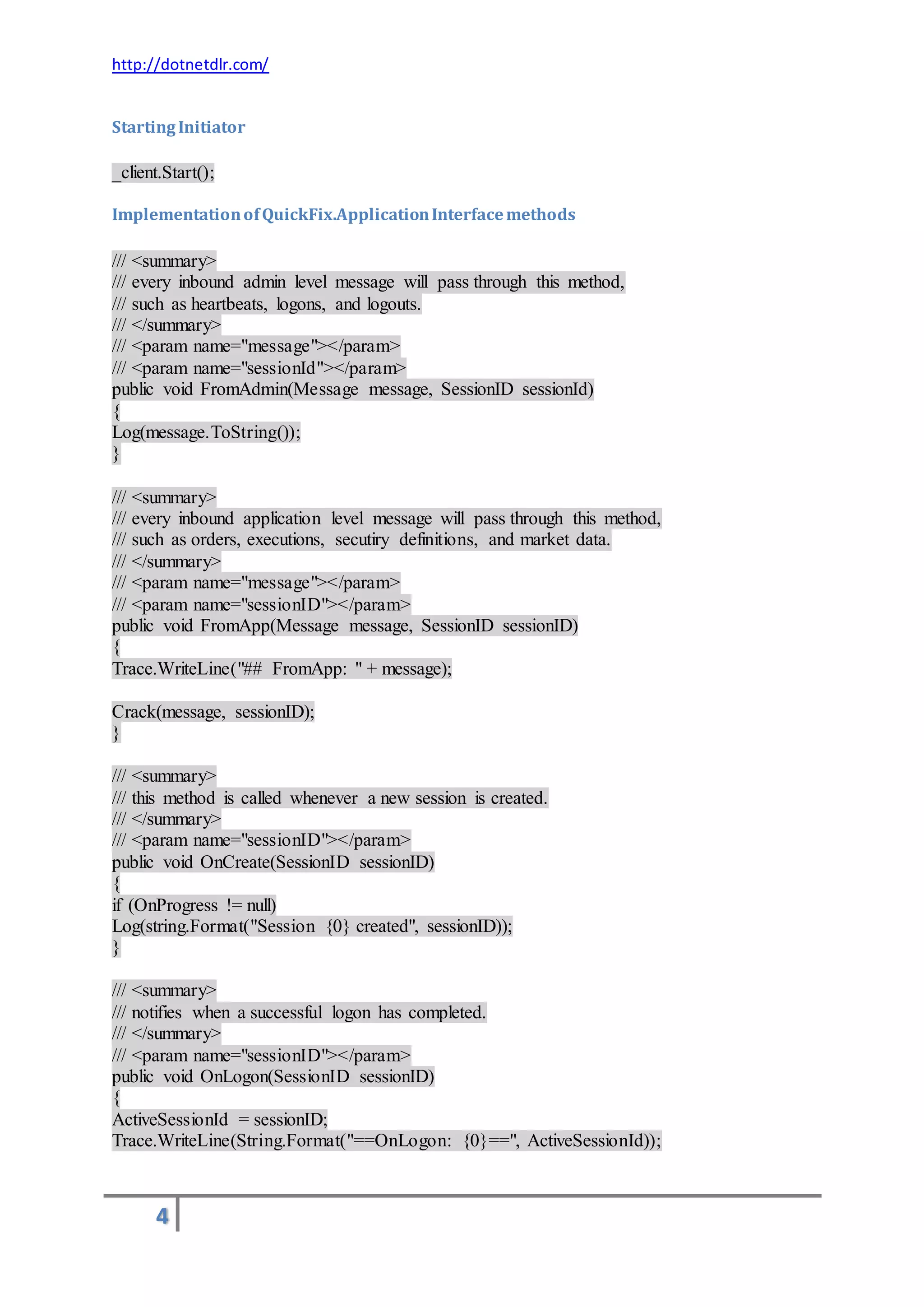 Implementation of fix messages for fix 5.0 sp2 and fixt1.1 ...