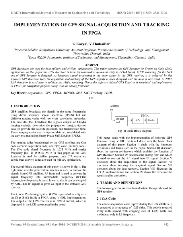 Implementation of gps signal acquisition and tracking in fpga | PDF | Telecommunications ...
