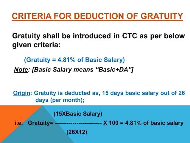 Implementation of gratuity | PPTX | Insurance | Personal Finance