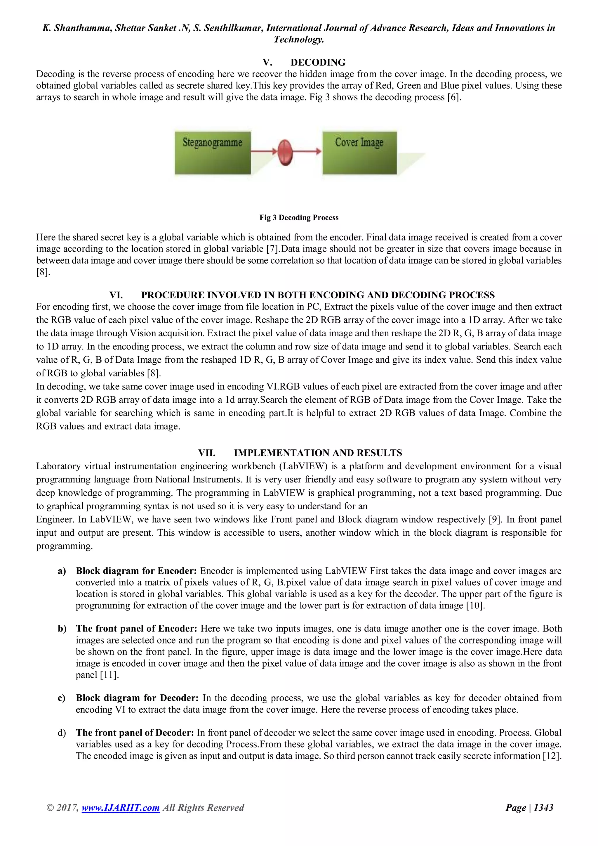 Implementation of image steganography using lab view | PDF