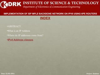 Implementation of isp mpls backbone network on i pv6 using 6 pe routers ...
