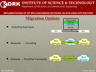 Implementation of isp mpls backbone network on i pv6 using 6 pe routers main PPT | PPT