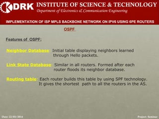 Implementation of isp mpls backbone network on i pv6 using 6 pe routers main PPT | PPT