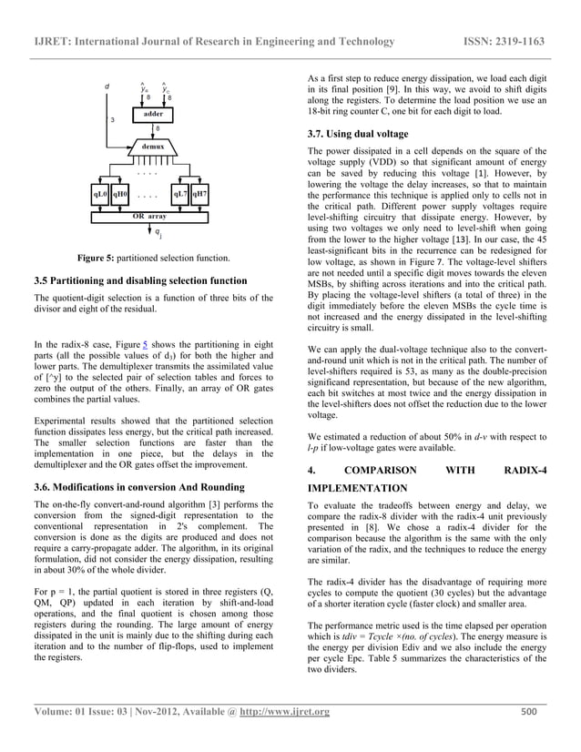 Implementation of low power divider techniques using radix | PDF