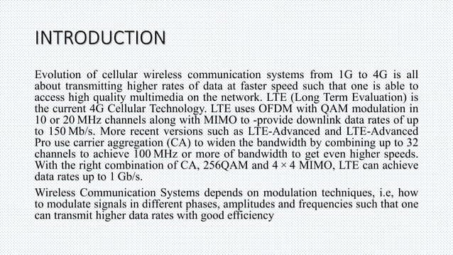 Implementation Of M Qam Modulation Techniques In 4 G Communication Ppt