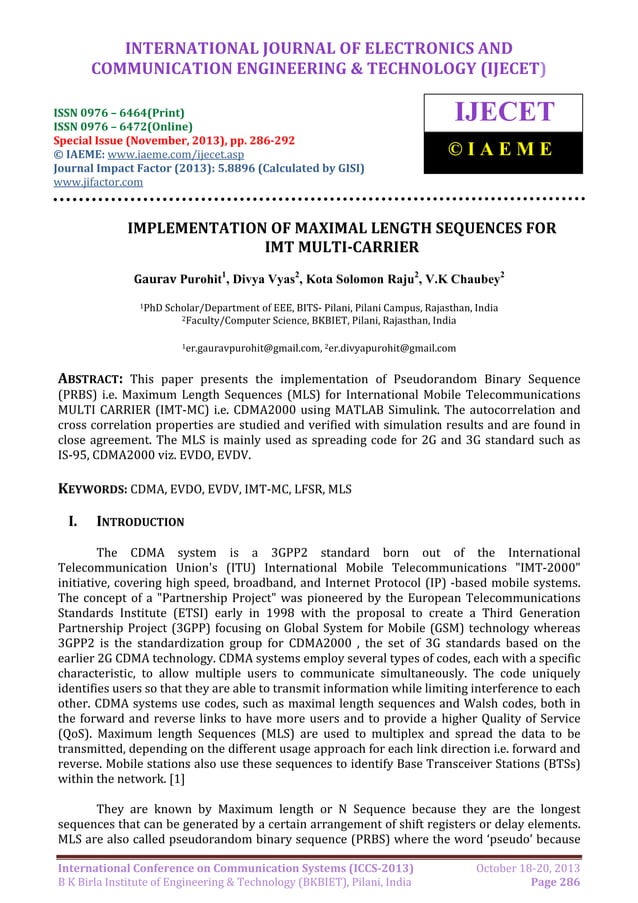 Implementation of maximal length sequences for | PDF | Programming Languages | Computing