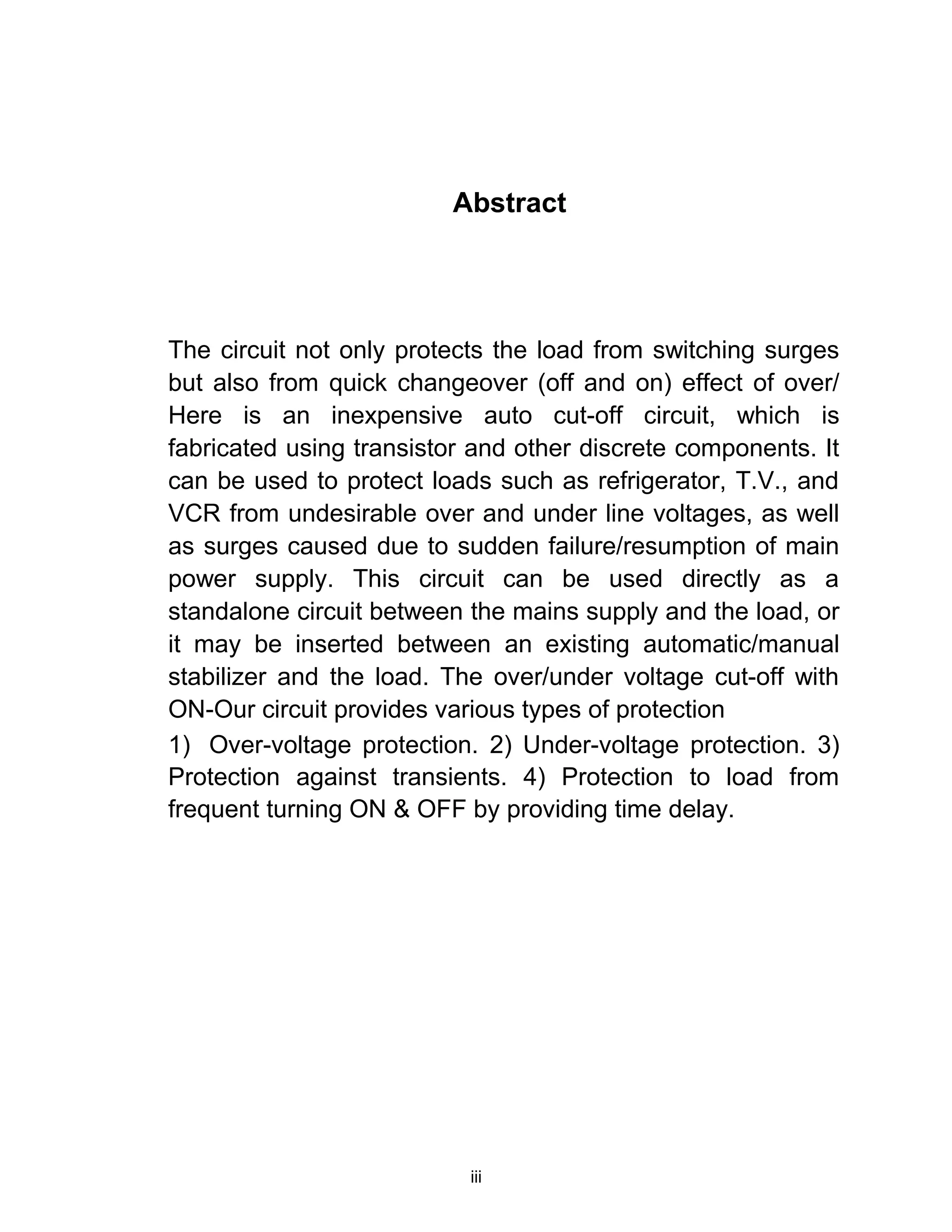 Implementationof over voltageunder-voltageprotectionsystem | DOC