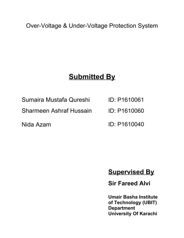 Implementationof over voltageunder-voltageprotectionsystem | PDF