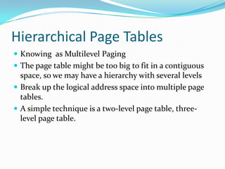 Implementation of page table | PPTX