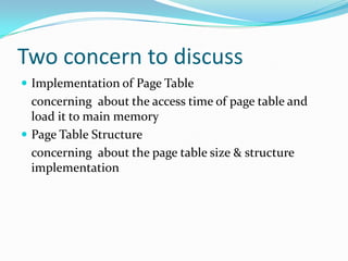 Implementation of page table | PPTX