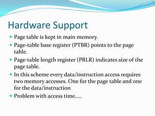 Implementation of page table | PPTX