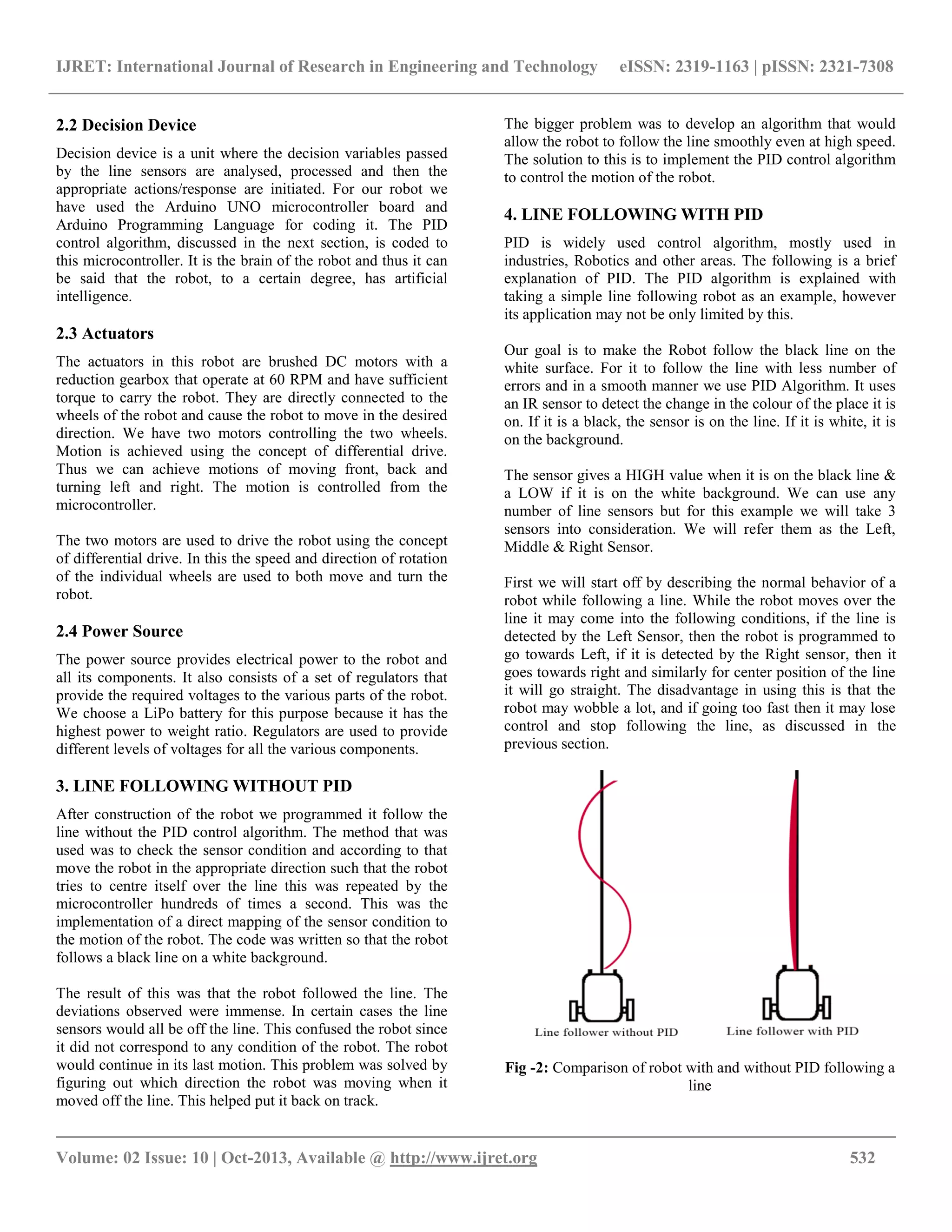 Implementation of pid control to reduce wobbling in a line following robot | PDF