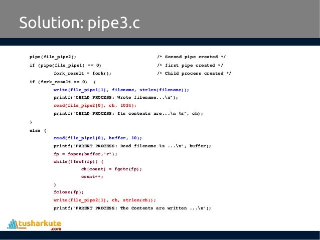 Implementation of Pipe in Linux