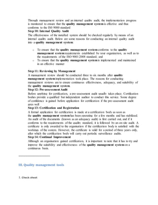 Implementation of quality management system | DOCX