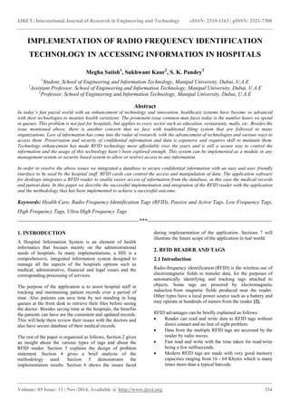 Implementation of radio frequency identification technology in ...