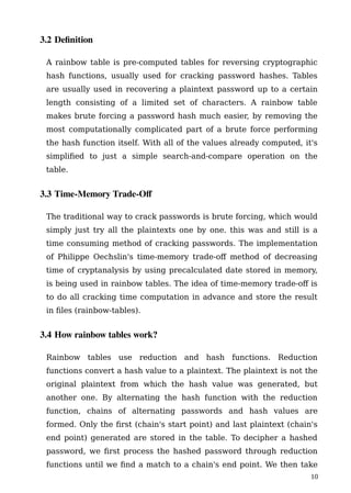 Implementation of rainbow tables to crack md5 codes | PDF