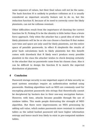 Implementation of rainbow tables to crack md5 codes | PDF