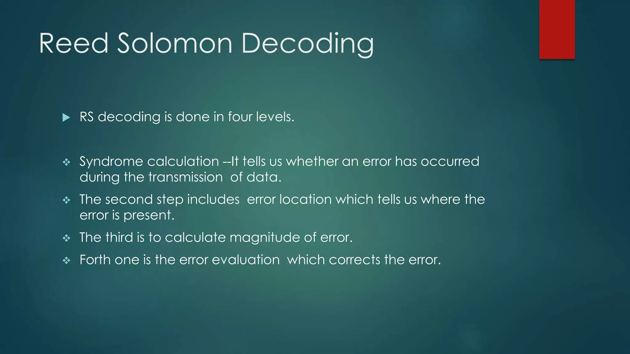 Implementation of reed solomon codes basics | PPTX