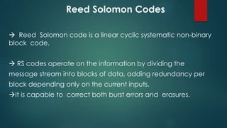 Implementation of reed solomon codes basics | PPTX