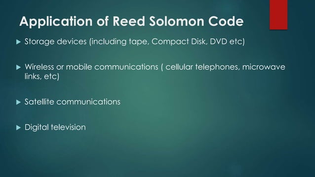 Implementation of reed solomon codes basics | PPTX