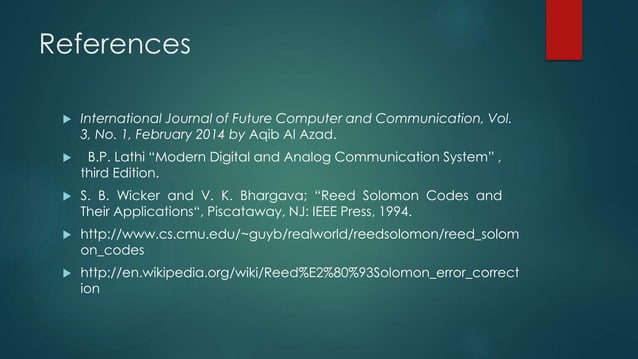 Implementation of reed solomon codes basics | PPTX
