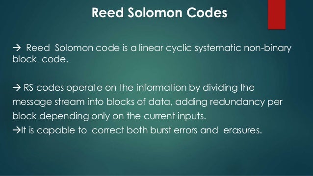 Implementation Of Reed Solomon Codes Basics 