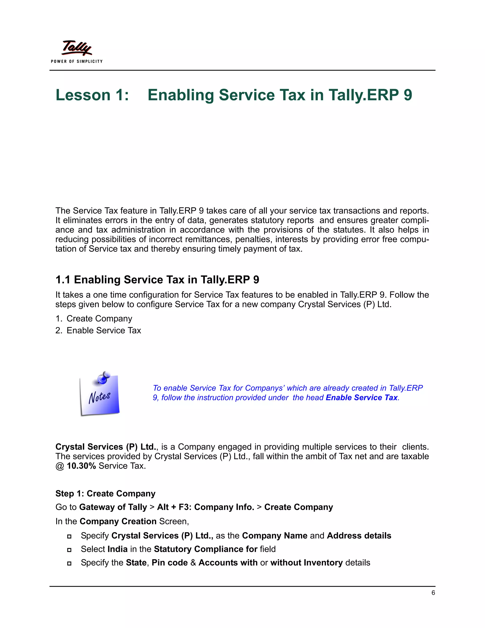 Service Tax In Tally Erp 9 | PDF