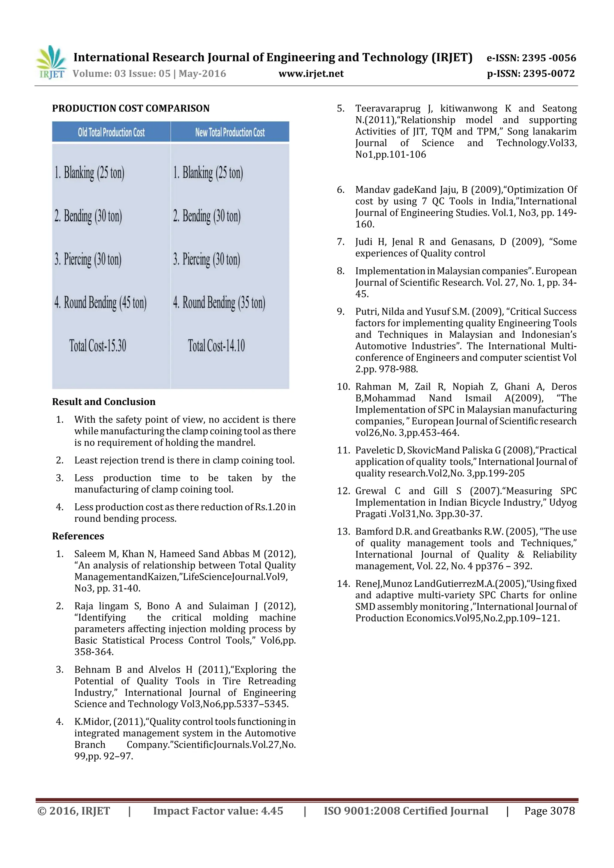 IMPLEMENTATION OF STATISTICAL PROCESS CONTROL TOOL IN AN AUTOMOBILE MANUFACTURING UNIT | PDF