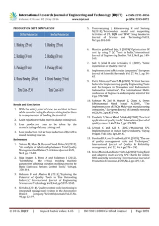 IMPLEMENTATION OF STATISTICAL PROCESS CONTROL TOOL IN AN AUTOMOBILE ...