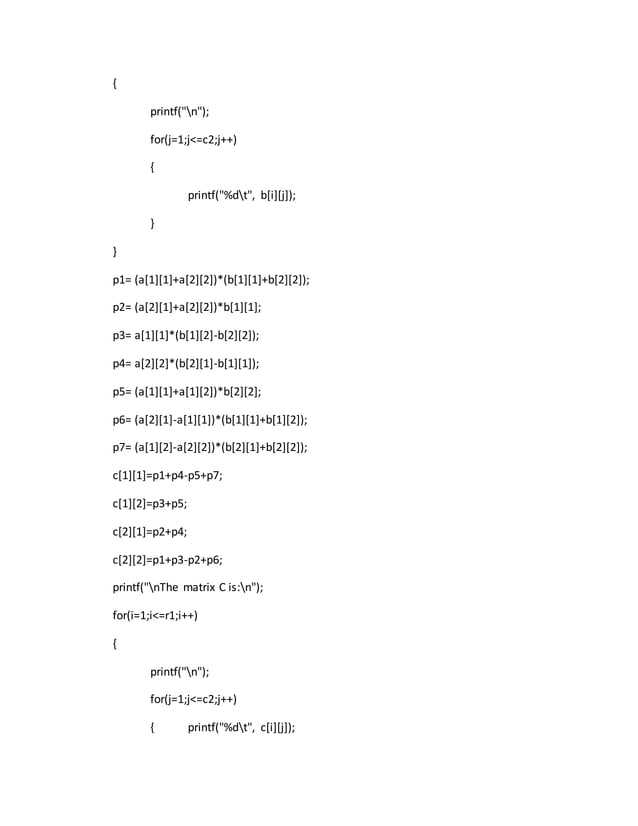Implementation of strassens | PDF
