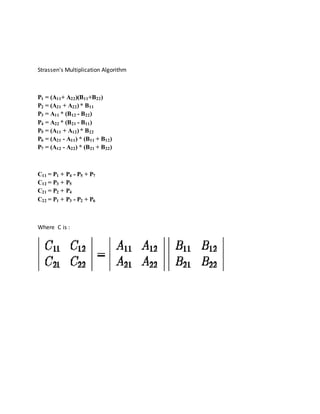 Implementation of strassens | PDF