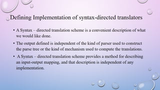 Syntax directed translators intermediate | PPT