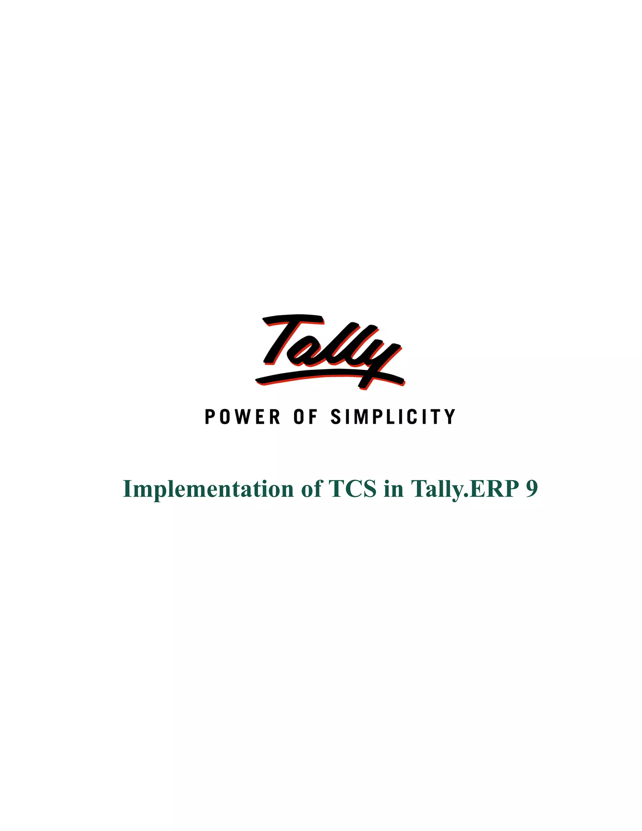 TCS In Tally Erp 9 | PDF