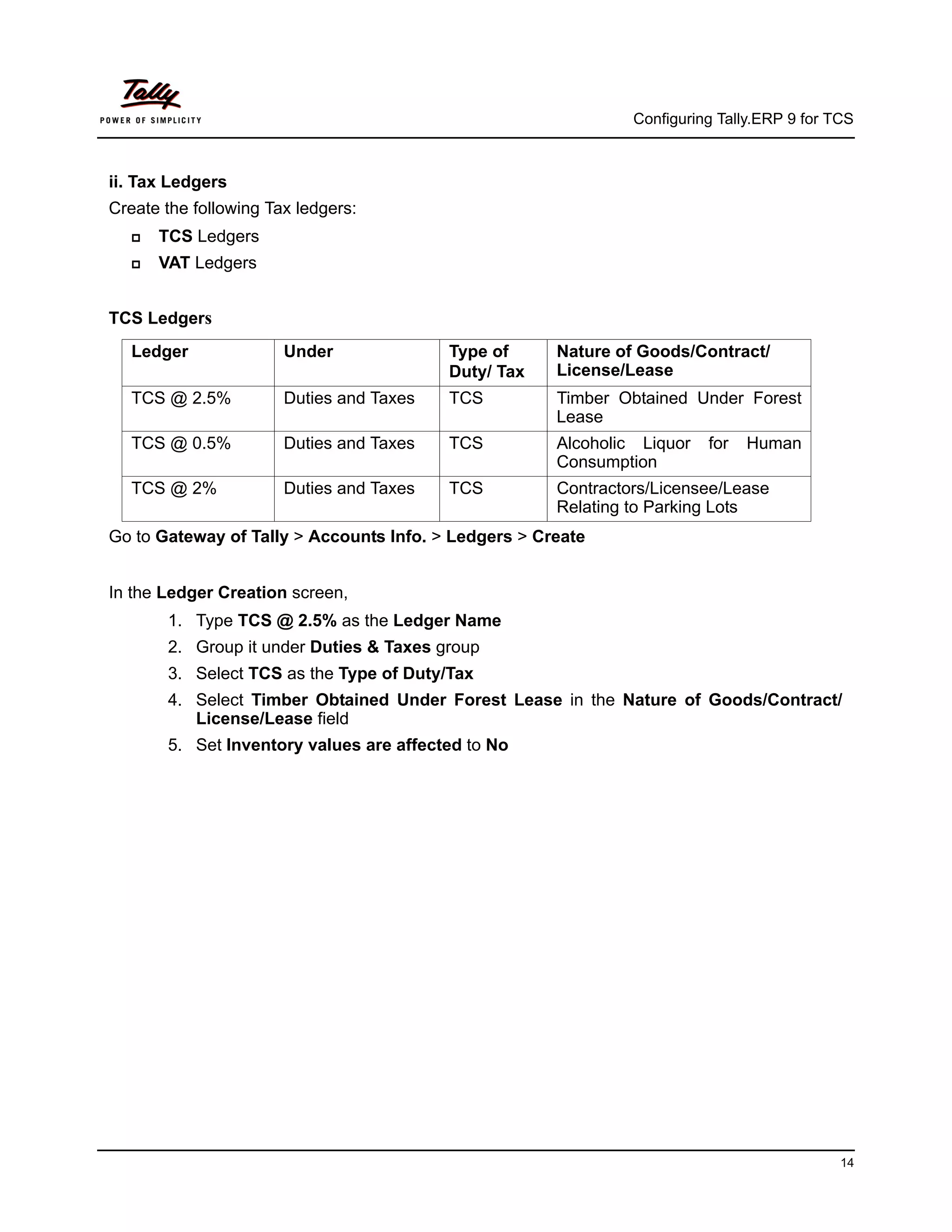 TCS In Tally Erp 9 | PDF