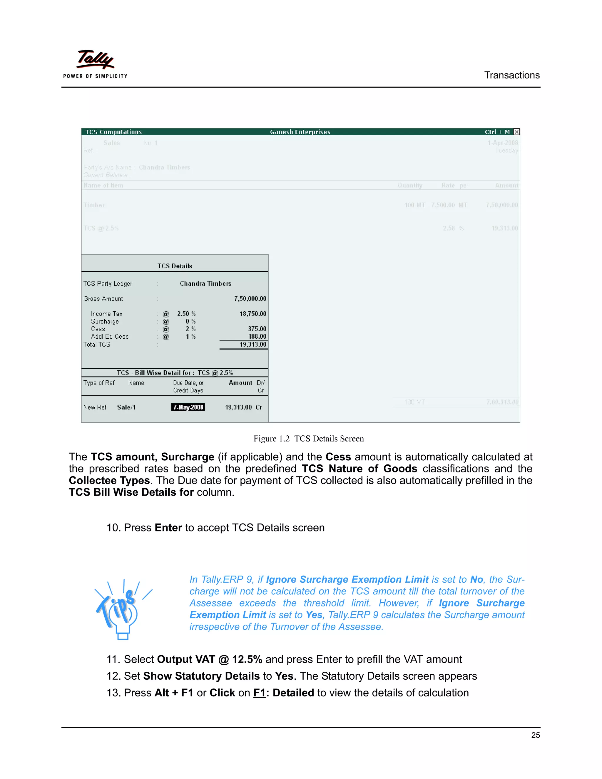 TCS In Tally Erp 9 | PDF