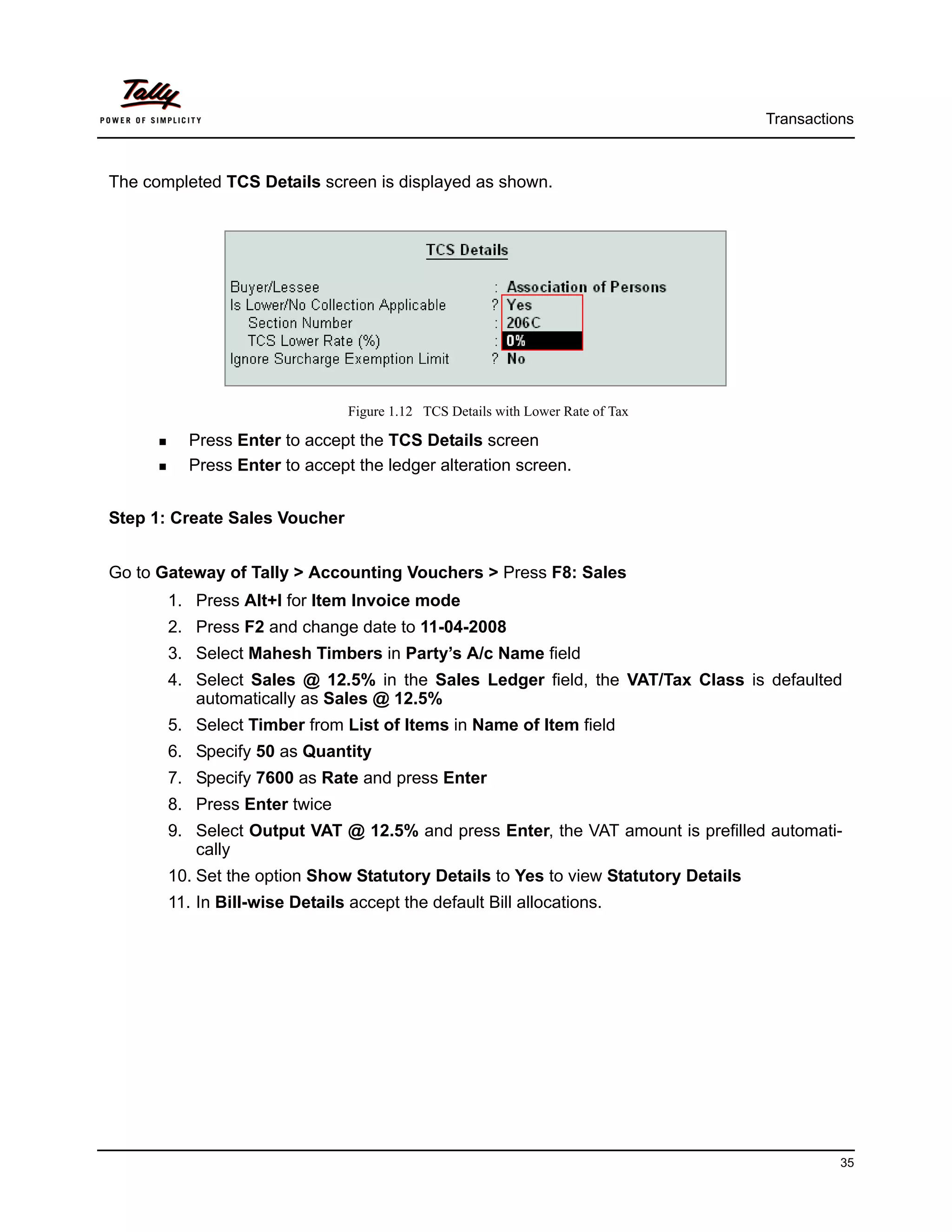 TCS In Tally Erp 9 | PDF